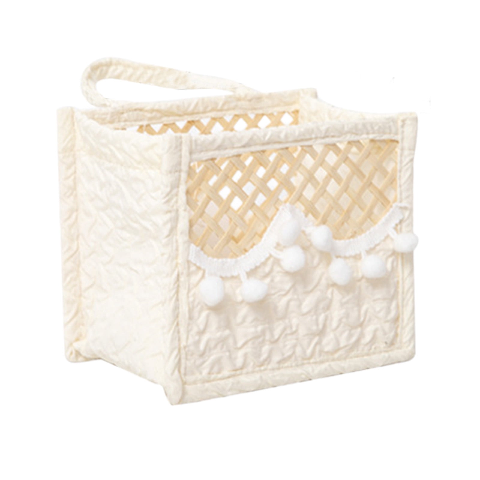 Beige Foldable Woven Fabric Storage Basket for Bedroom Wardrobe ...