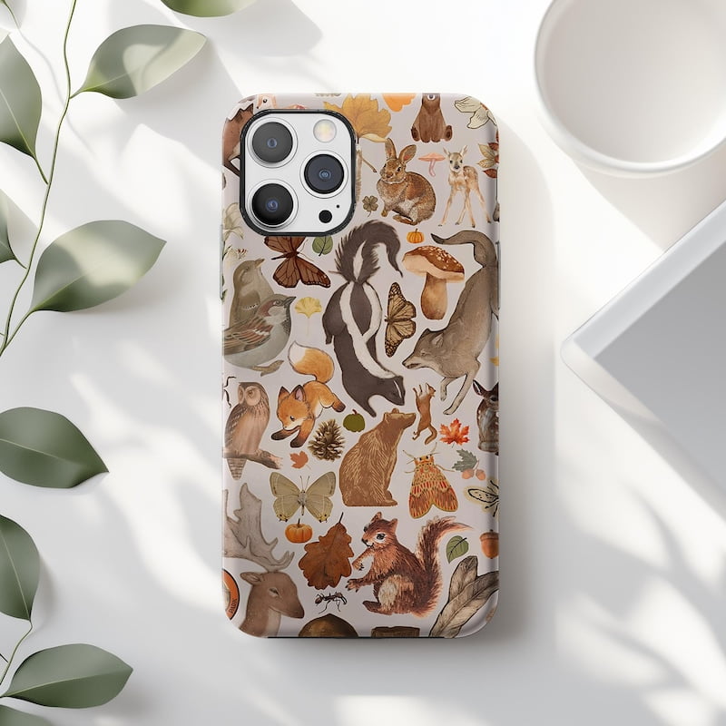 Beige Forest Vintage Woodland Wildlife Collage Case for iPhone 11,12,13 ...