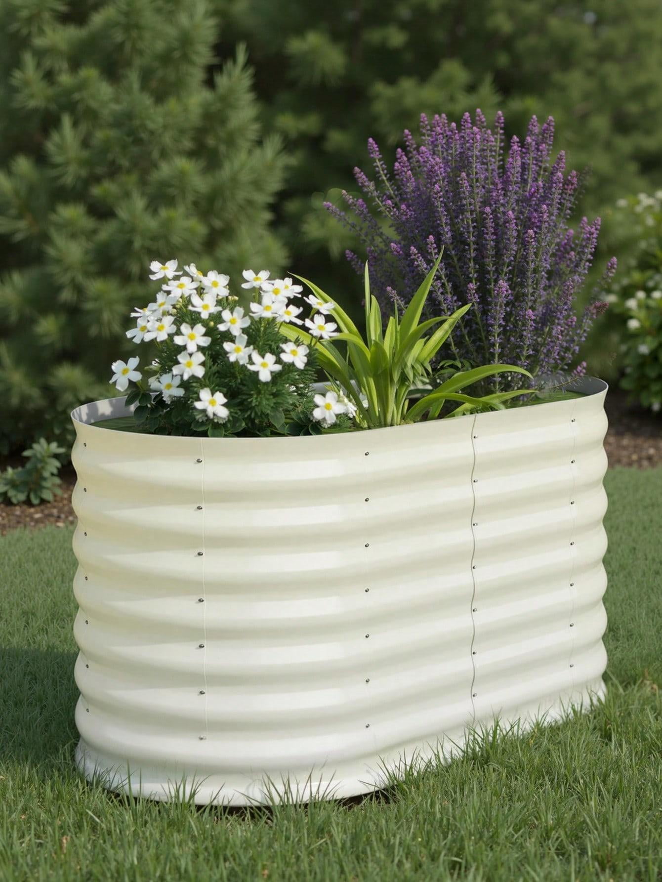 Beige - Galvanized Steel 4x2x2Ft Raised Garden Bed – Elevated Planter ...