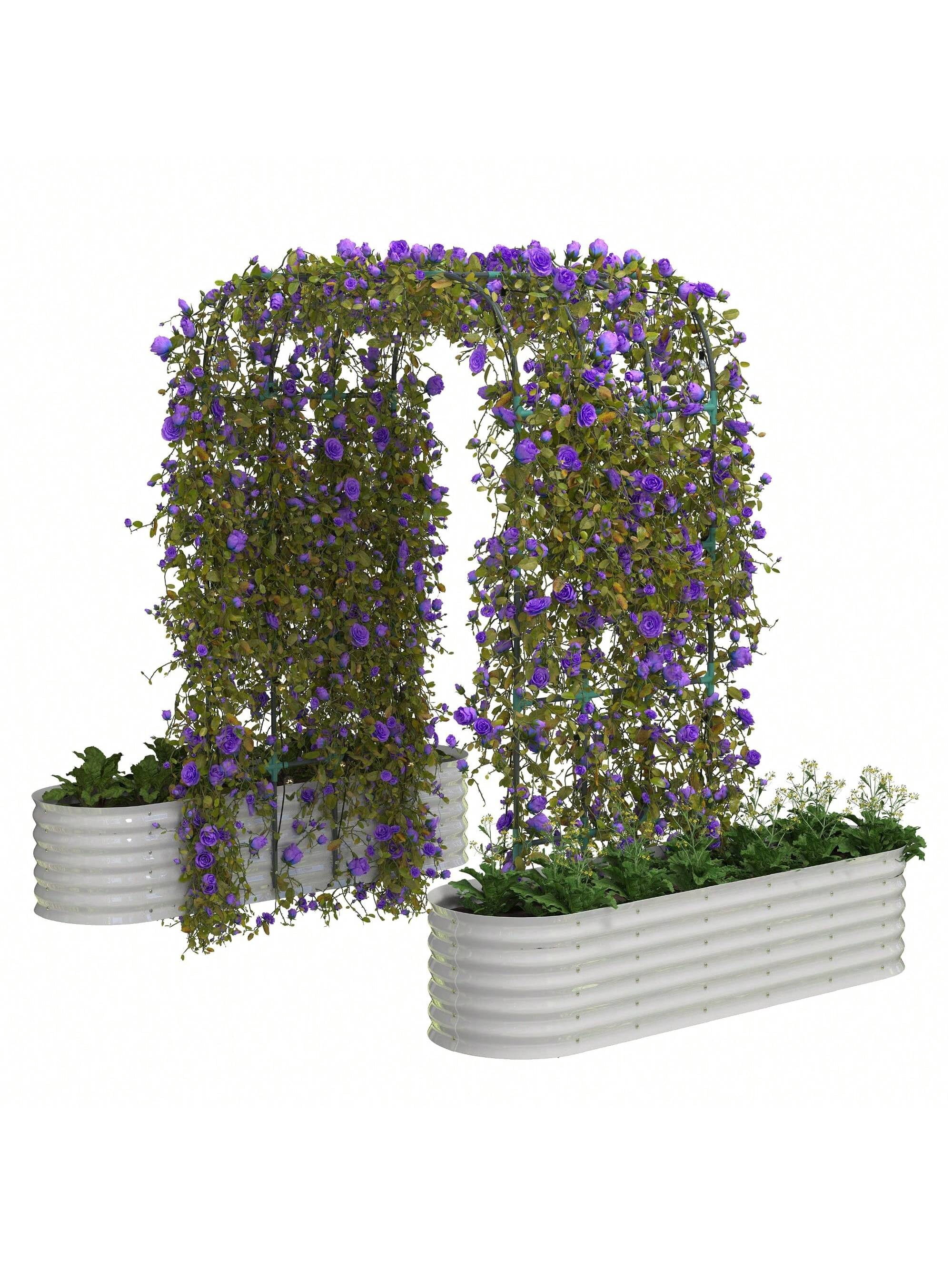 Beige - Galvanized Steel Raised Garden Bed Kit With 89" Rust-Proofs ...