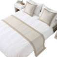 Beige Geometric Bed Runner for King Size Bed, Brown Greek Key Design ...