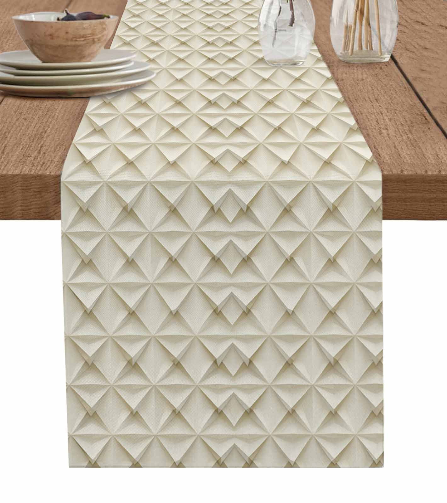 Beige Geometric Burlap Cotton Table Runner 13x108 Inches Long ...