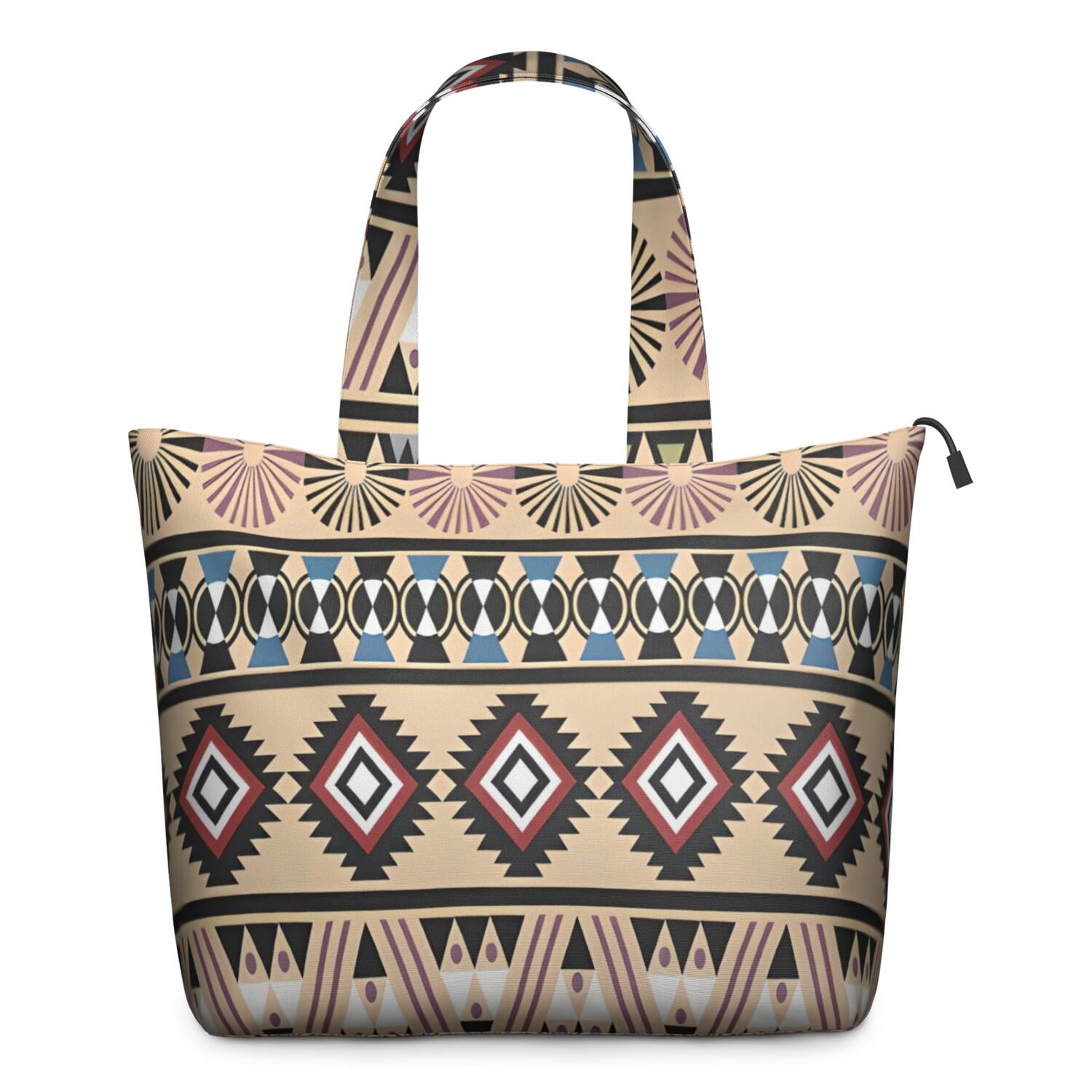 Beige Geometric Diamond Sun Pattern Travel Tote Bags for Women Carry On,Large Weekender Bags for ...