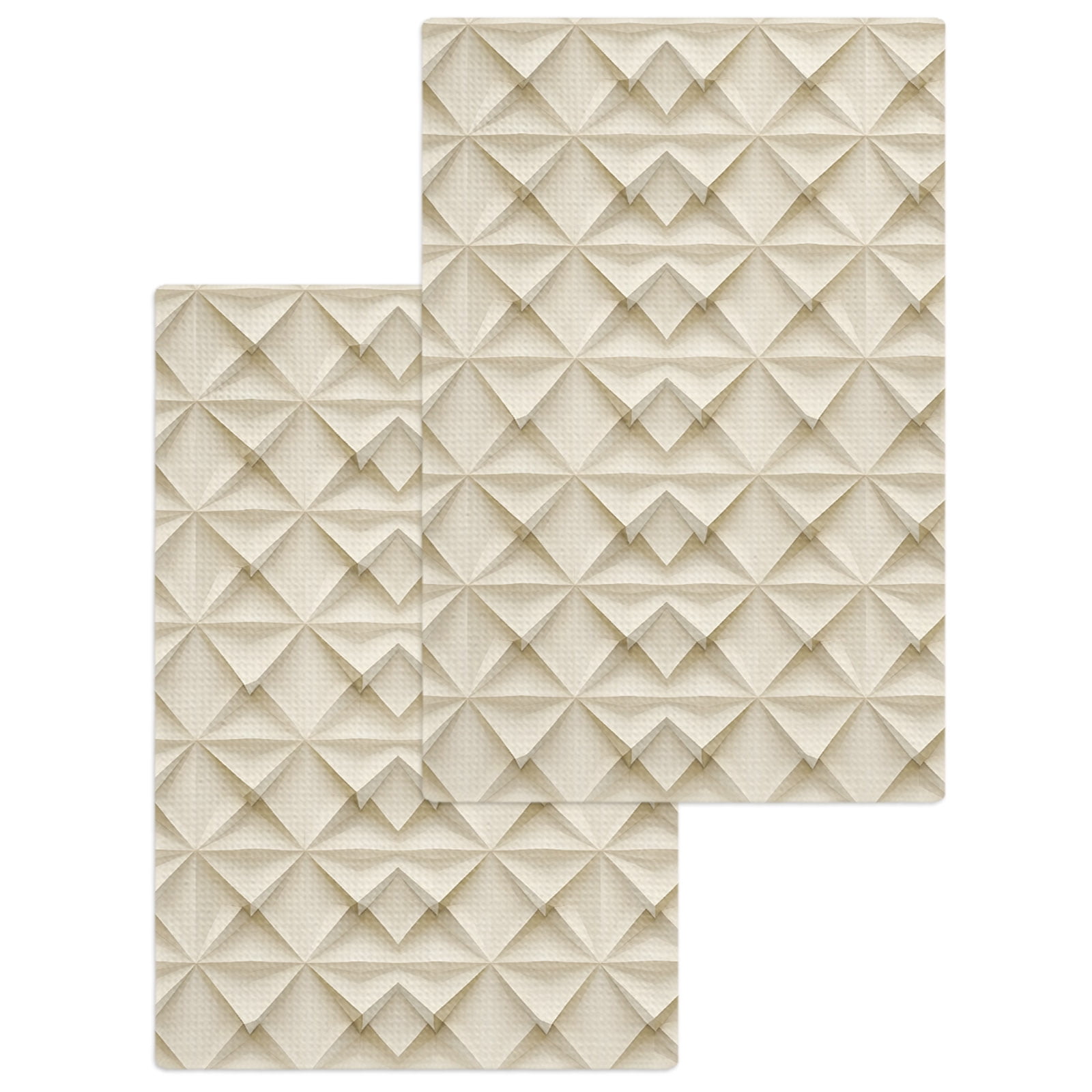 Beige Geometric Hand Towels Set,Waffle Weave Kitchen Towels 2 Pieces ...