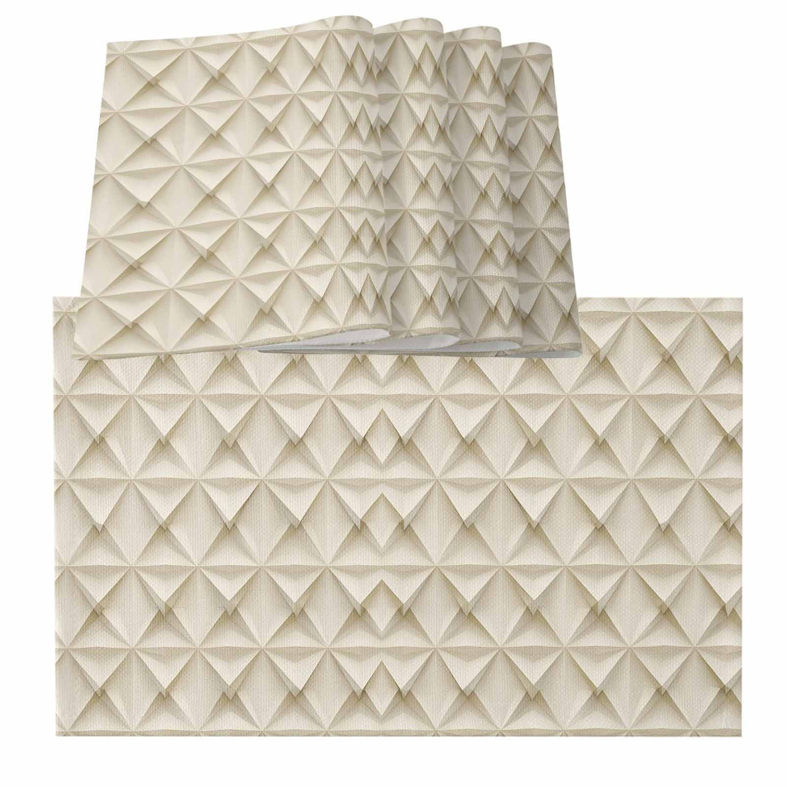 Beige Geometric Placemats for Dinning Table Set of 4, Simplistic Chic ...