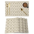 Beige Geometric Placemats Set of 12,Cotton Linen Fabric Place Mats ...
