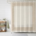 Beige Geometric Shower Curtains for Bathroom, Brown Greek Key Design ...
