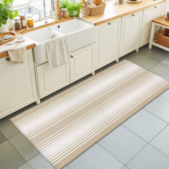 Beige Geometric Stripes Rectangle Rug 2'x6' Light Gradient Lines ...