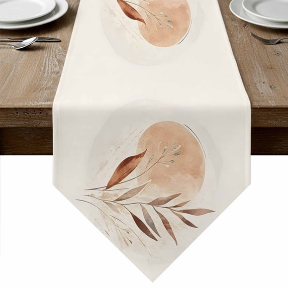 Beige Geometric Table Runner Linen Burlap Table Runner 72 Inches Long ...