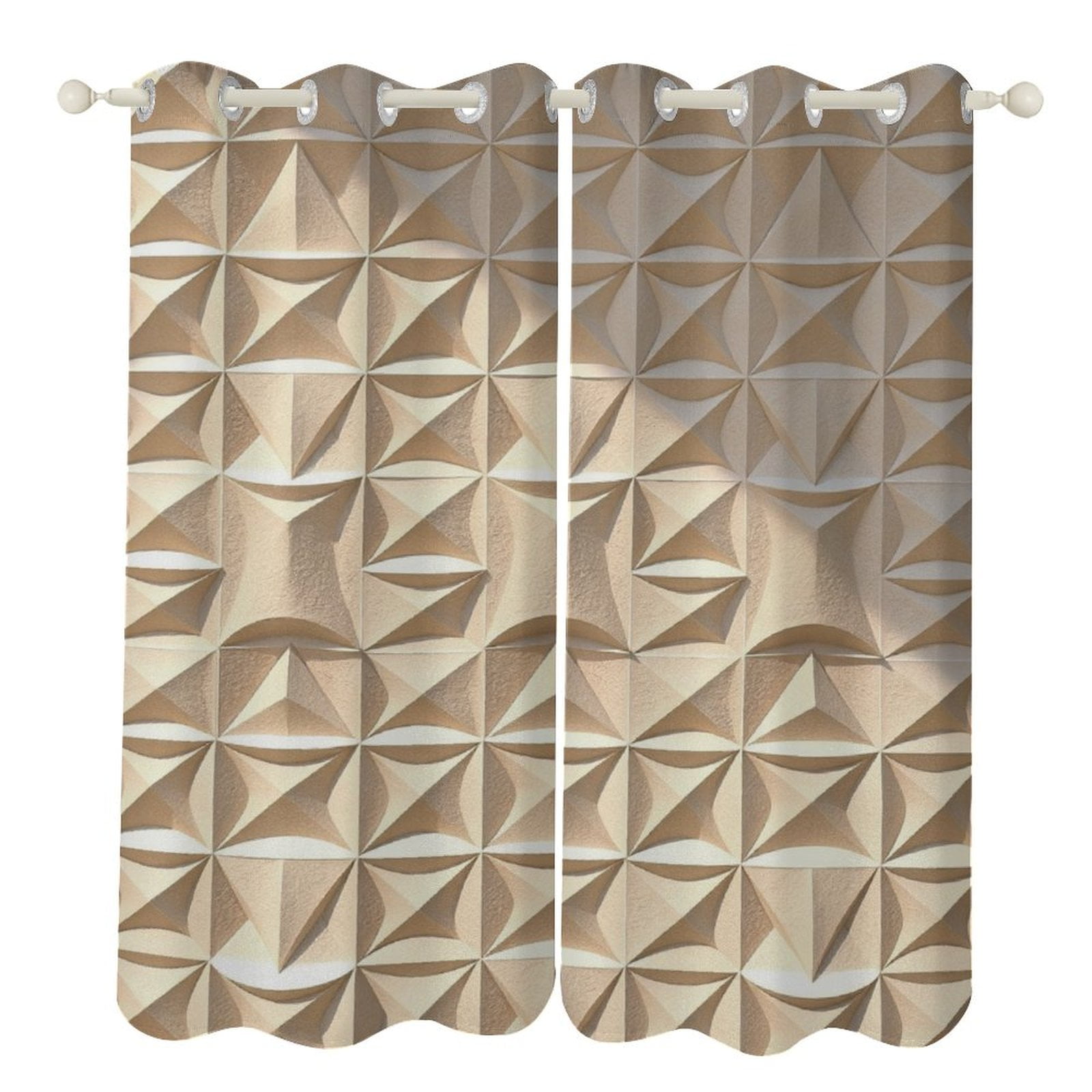 Beige Geometric Textured Wall Paneling Curtain for Living Room Bedroom ...