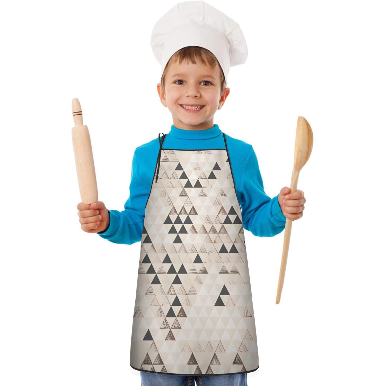 Beige Geometric Triangle Pattern Kids Aprons for Girls and Boys ...