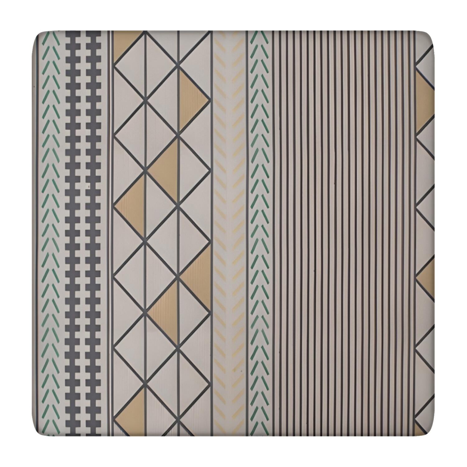 Beige Geometric Triangle Stripe Pattern Square Fitted Tablecloth with ...