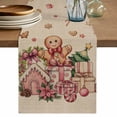 Beige Gingerbread Christmas Table Runner 60 Inches, Xmas Tree Gift ...
