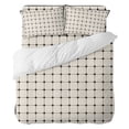 Beige Gingham Bedding Duvet Cover Set Full Size 4 Pieces, Modern ...