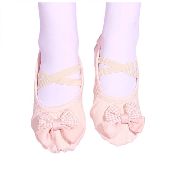 Beige Girls Bow Tie Canvas Ballet Dance Footwear Lace Up Soft Sole ...
