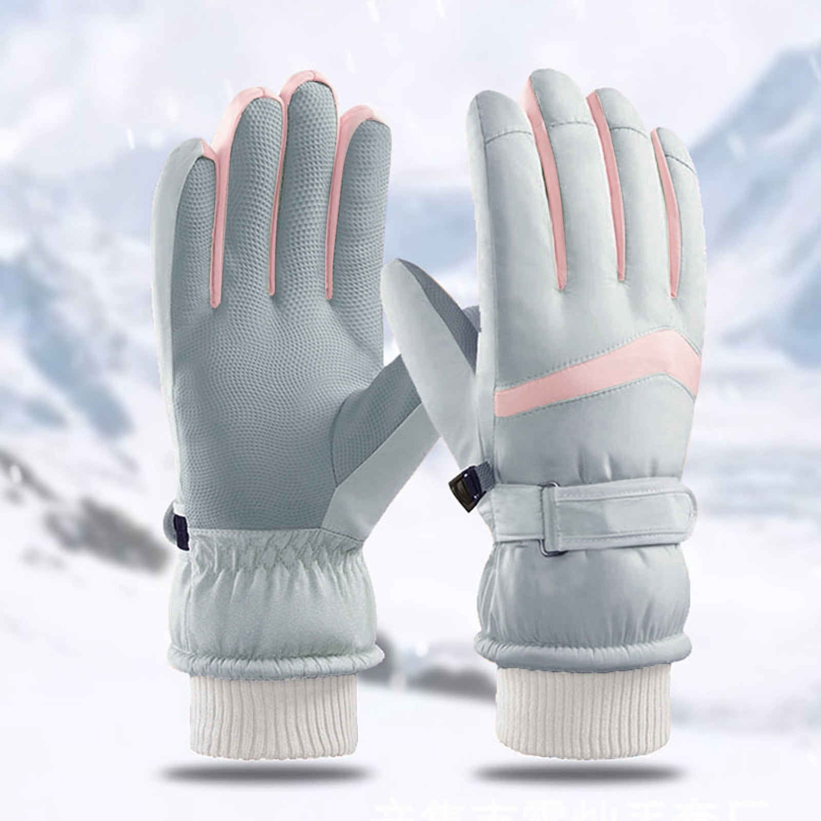 Beige Gloves Mittens Winter Premium Leather Work and Downhill Ski ...