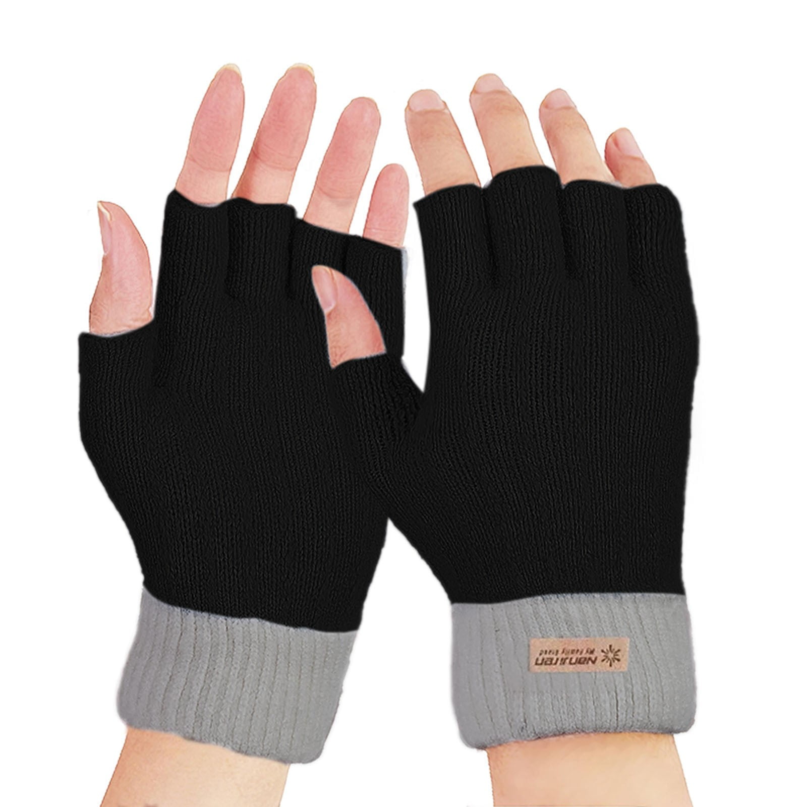 Beige Gloves Mittens for Women Men Winter Fingerless Gloves Women Warm ...