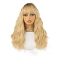 Beige-Gold Gradient Curly Hair Wigs for Women - Shoulder-Length with ...