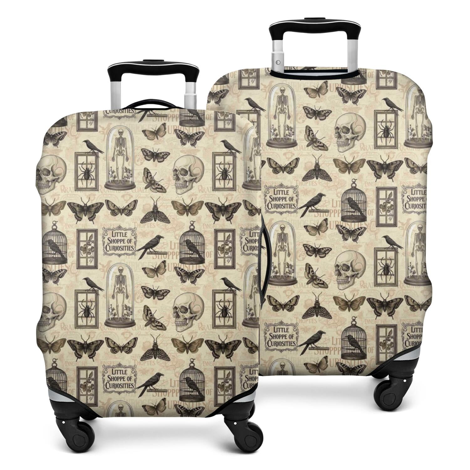 Beige Gothic Skull Butterfly Birdcage Pattern Luggage Cover Fashion ...
