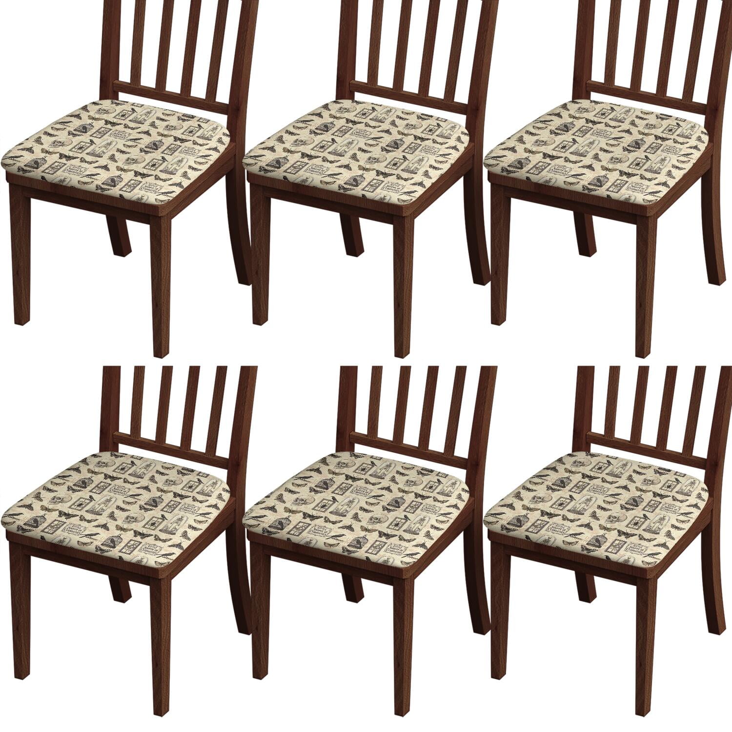 Beige Gothic Skull Butterfly Birdcage Seat Covers for Dining Room ...