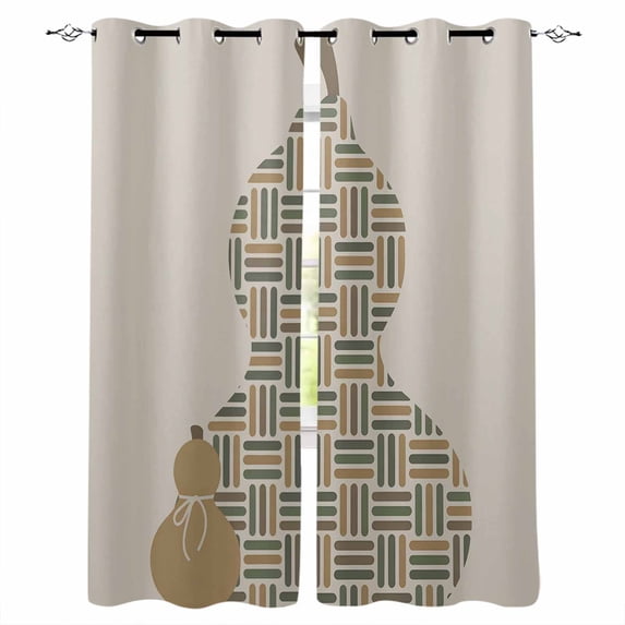 Beige Gourd Blackout Curtains for Bedroom/Living Room, Thermal ...