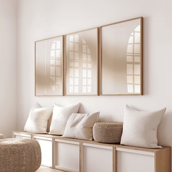 Beige Gradient Boho Eclectic Dorm Nursery Poster Prints , Stretched ...