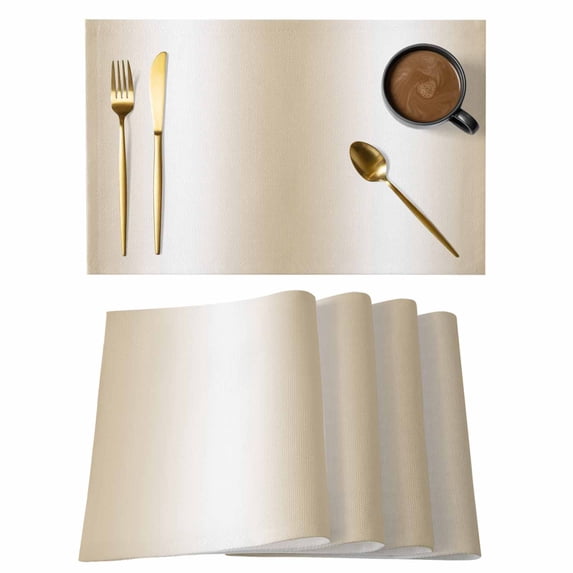 Beige Gradient Cotton Linen Placemats Set of 8, Countryside Farmhouse ...