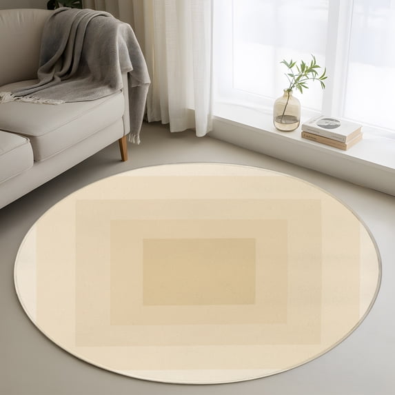 Beige Gradient Squares 3FT Round Area Rugs Softness Layers Zen ...