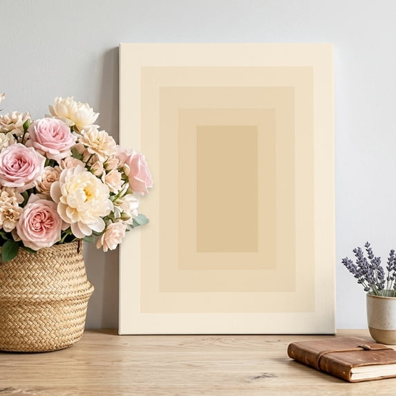 Beige Gradient Squares Canvas Wall Art for Living Room, Softness Layers ...