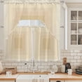 Beige Gradient Squares Swag Curtains Valance and Tier Set, Softness ...