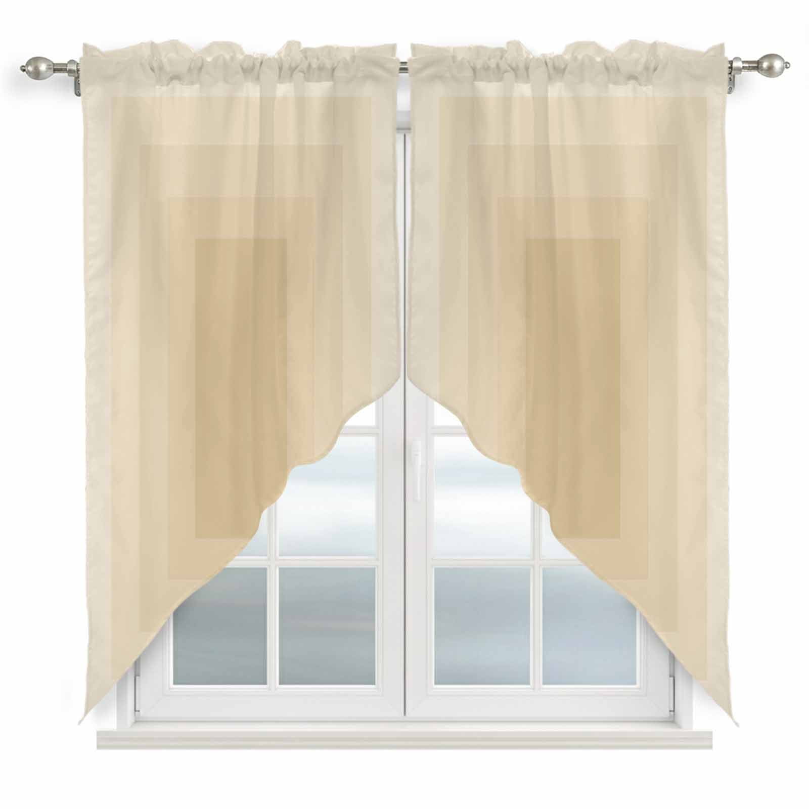 Beige Gradient Squares Swag Valances for Windows 2 Pack Softness Layers ...