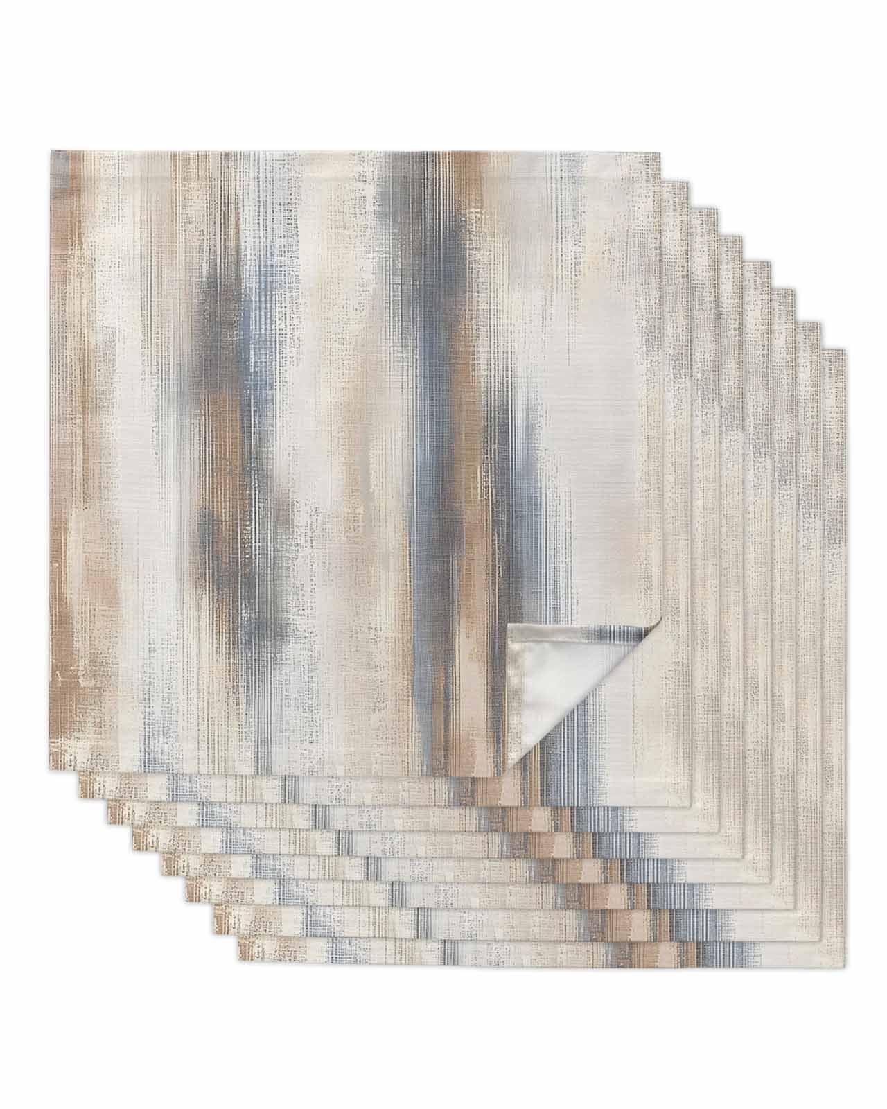 Beige Gray Cloth Napkins Set of 8 Reusable Dinner Napkins, Abstract ...