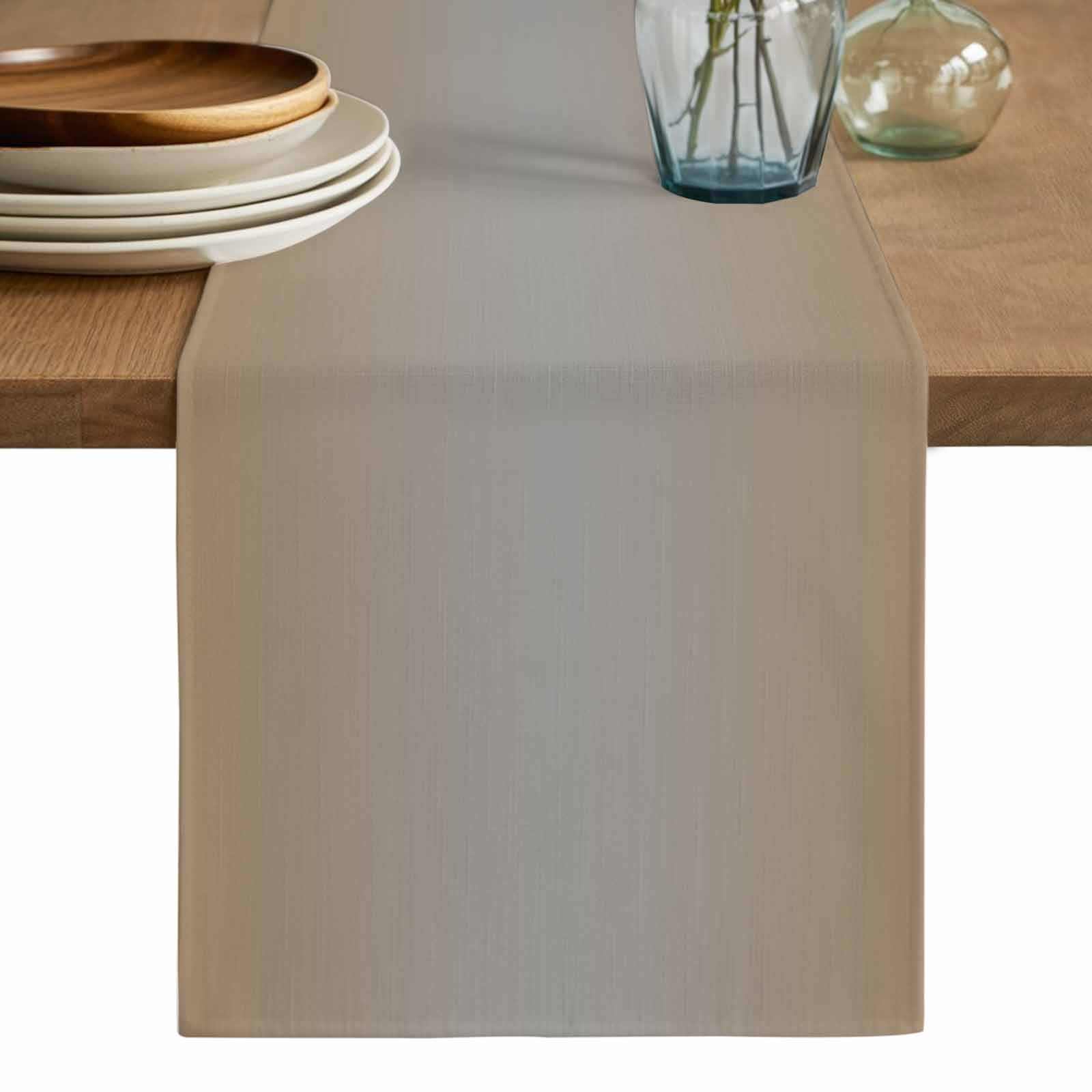 Beige Gray Ombre Table Runner, Modern Gradient Abstract Art Washable ...