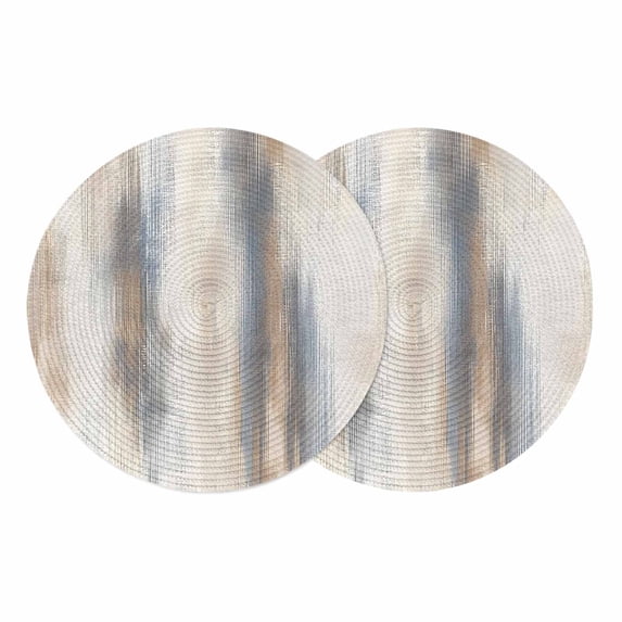 Beige Gray Round Placemats Set of 2, Braided Polypropylene Place Mats ...