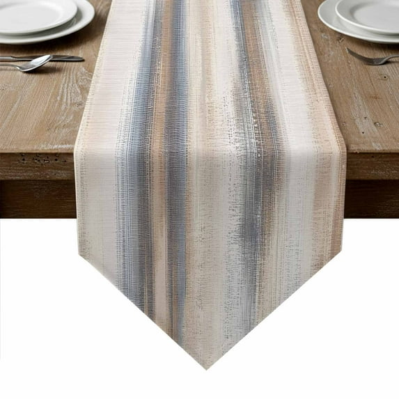 Beige Gray Table Runner Linen Burlap Table Runner 72 Inches Long ...