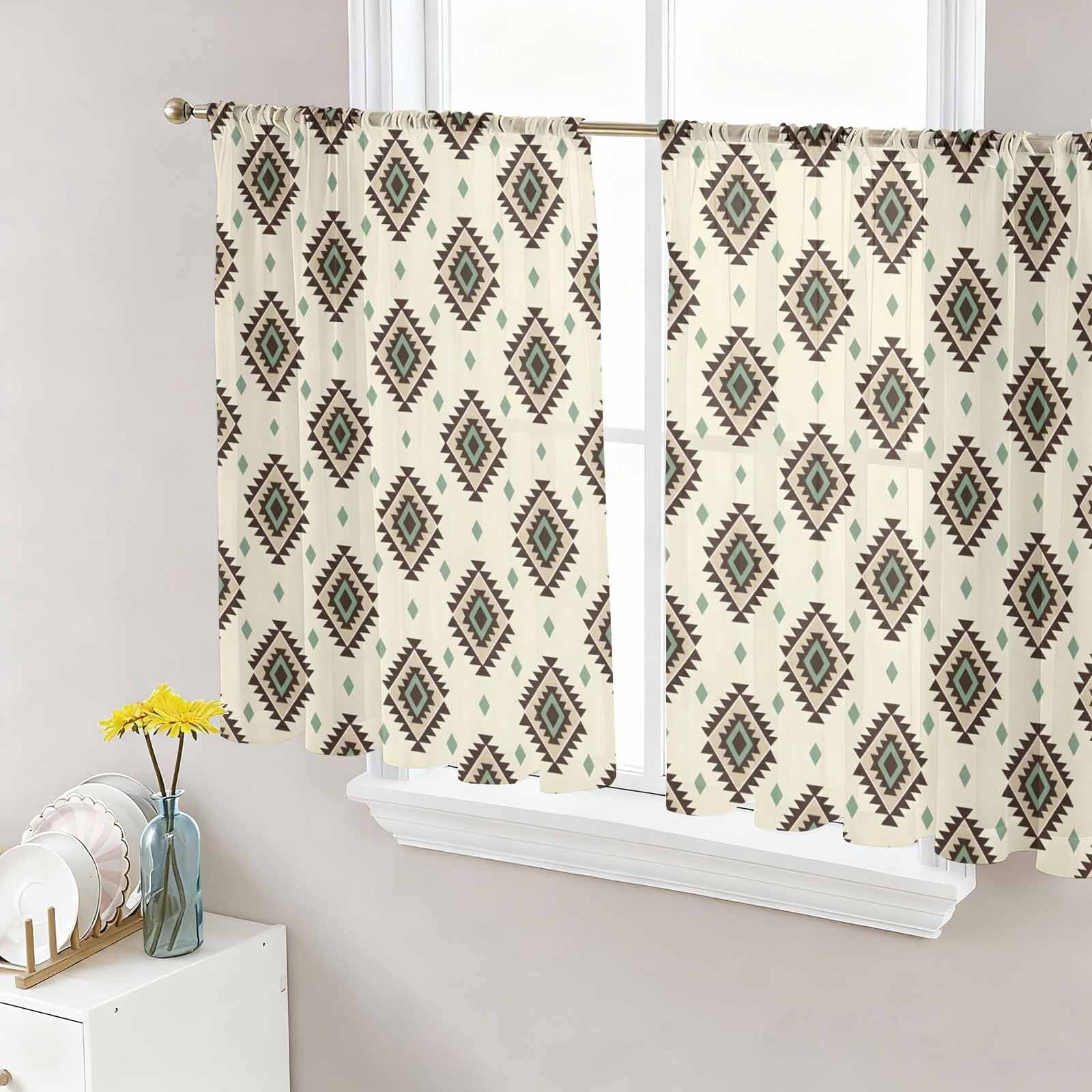 Beige Green Boho Sheer Curtains for Living Room Bedroom Farmhouse ...