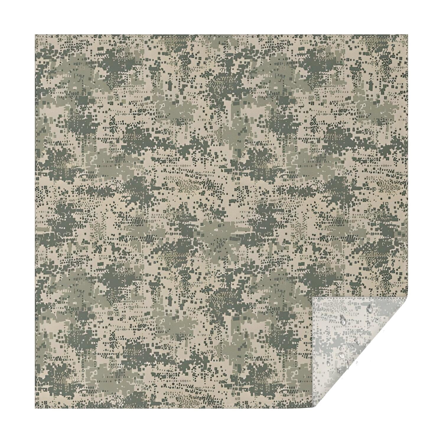 Beige Green Camo Pixel Pattern Square Tablecloth,Waterproof Square ...