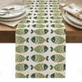 Beige Green Fish Table Runner Rustic Animals Coastal Seaside Summer ...