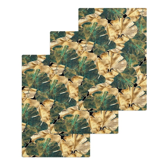 Beige Green Leaves Kitchen Dish Towels for Drying Dishes Set of 3 ...