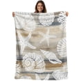 Beige Grey Coastal Blanket Soft Cozy Warm Throw Blanket for Couch ...