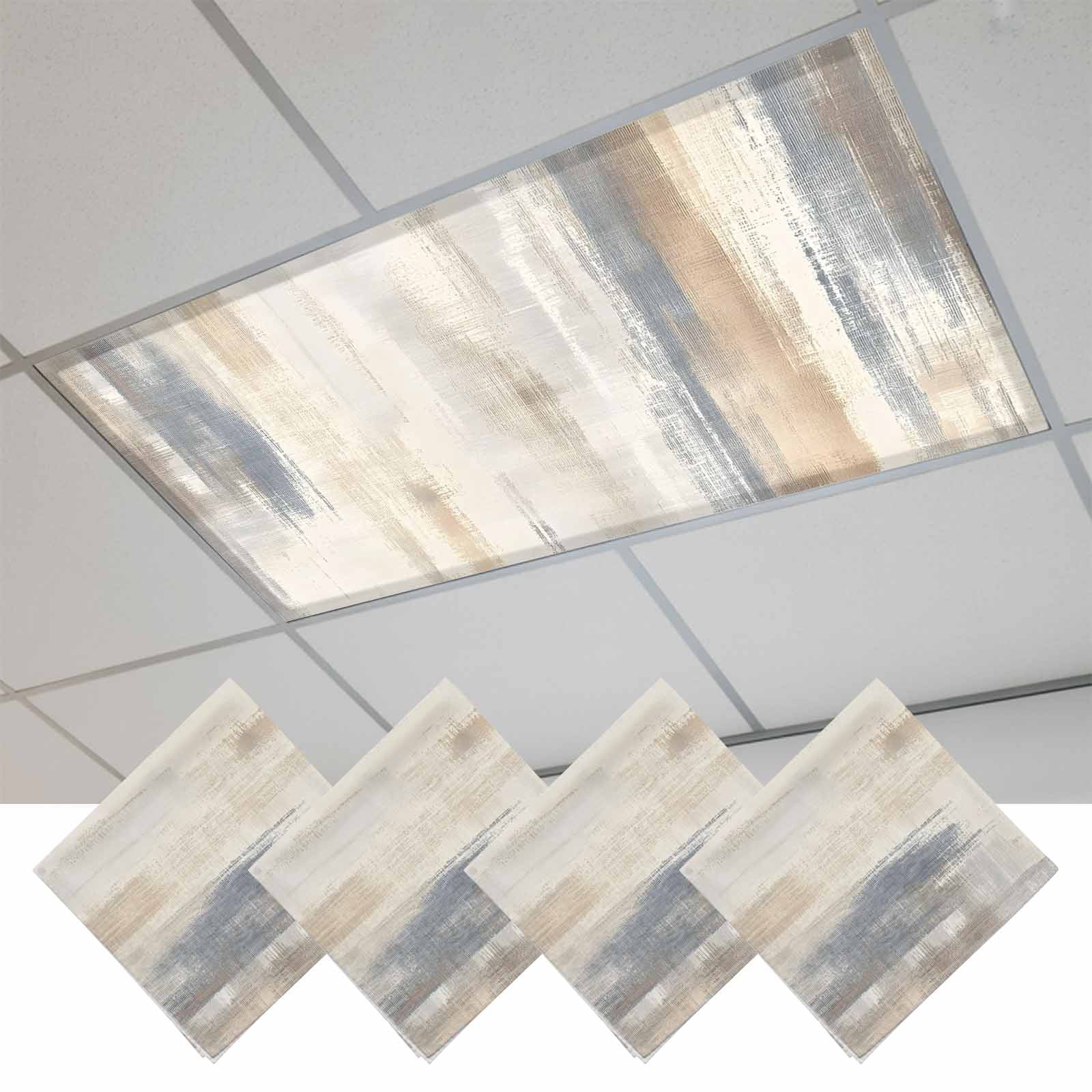 Beige Grey Fluorescent Light Covers, Abstract Mottled Art Retro Modern ...