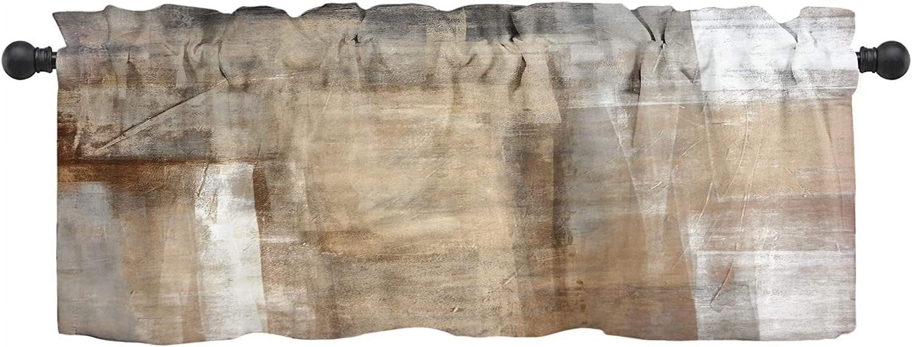 Beige Grey Kitchen Curtains Abstract Art Valances for Windows Blackout ...