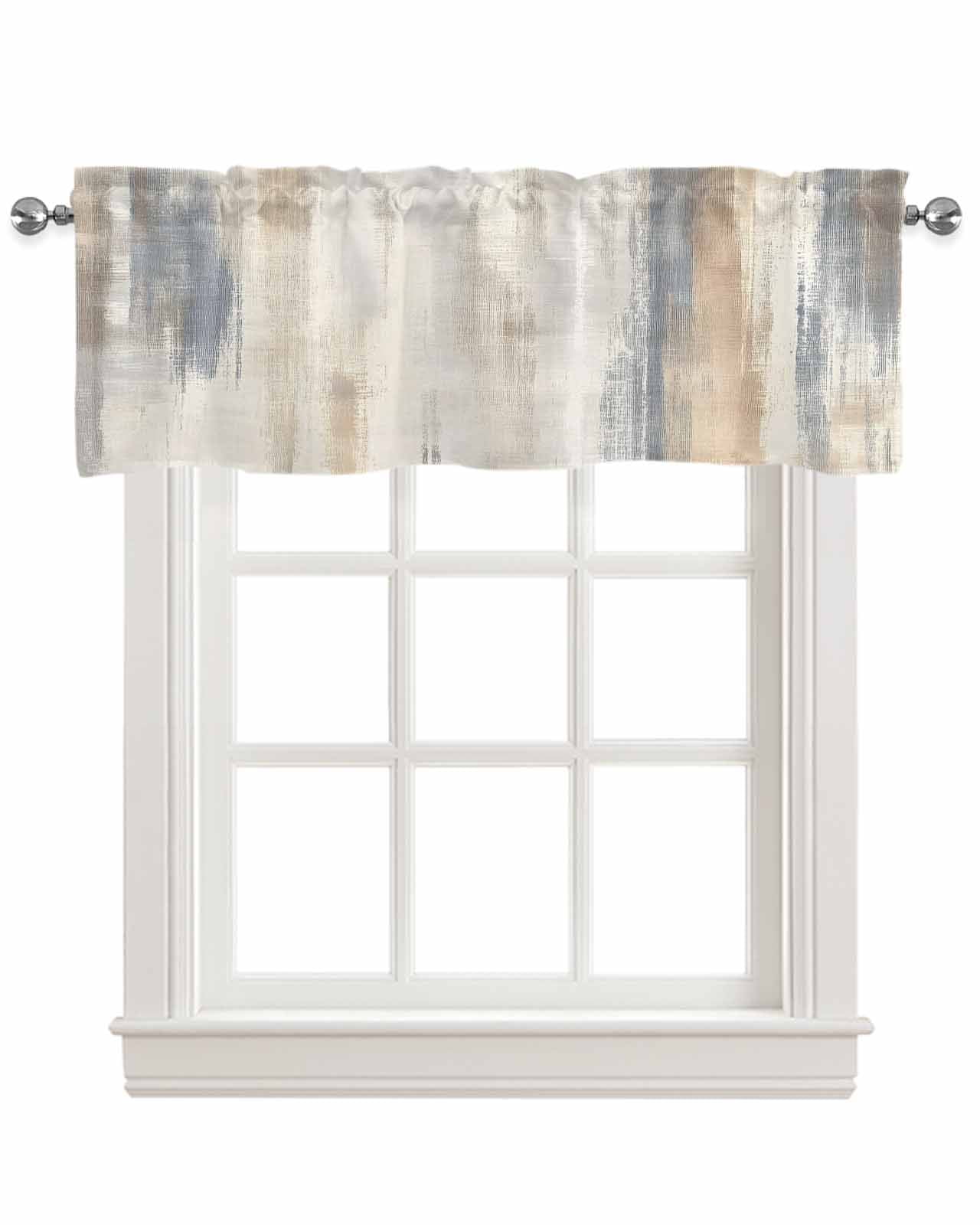 Beige Grey Kitchen Valances for Windows Farmhouse Linen Window Valance ...
