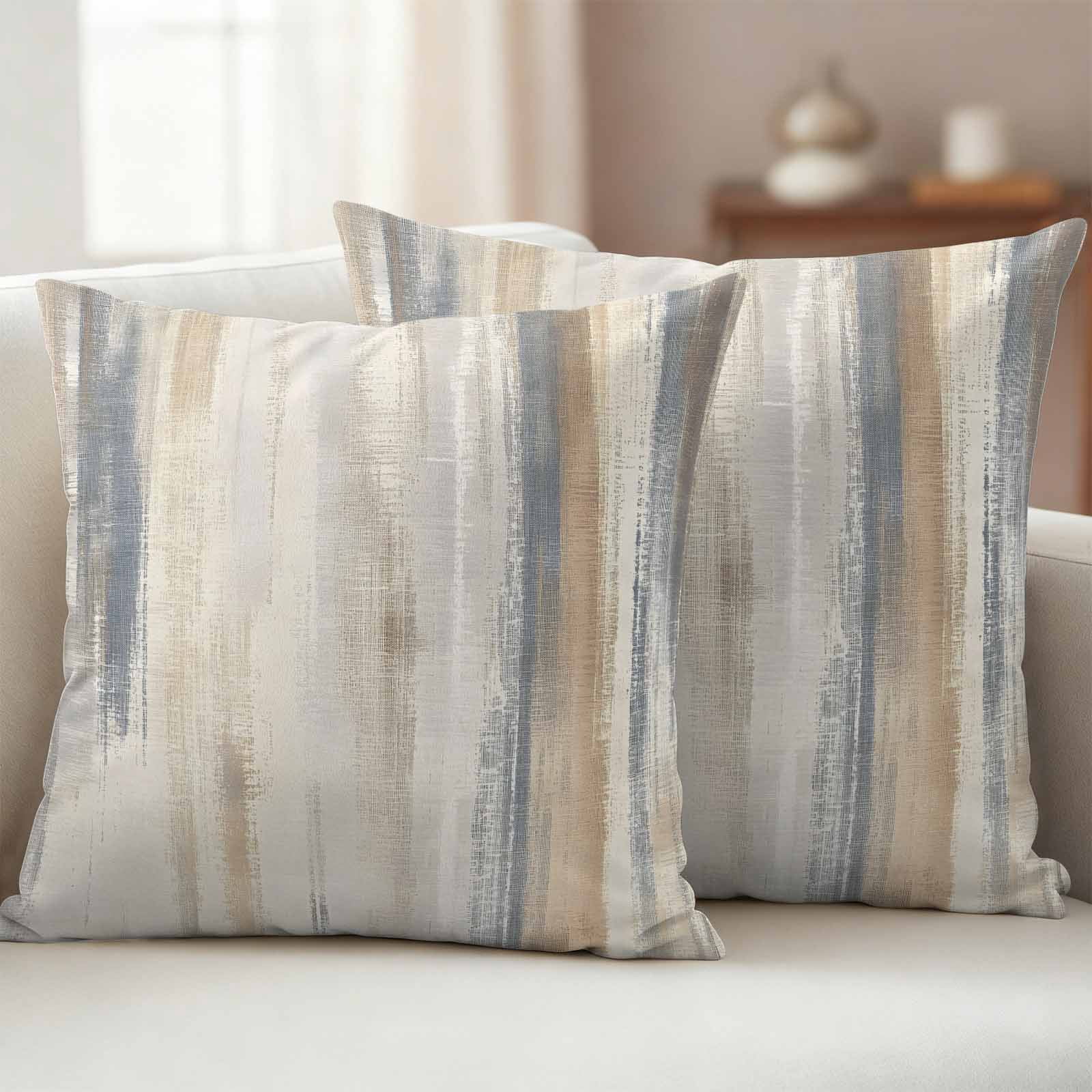 Beige Grey Outdoor Waterproof Throw Pillow Covers 18x18 Set of 2 ...