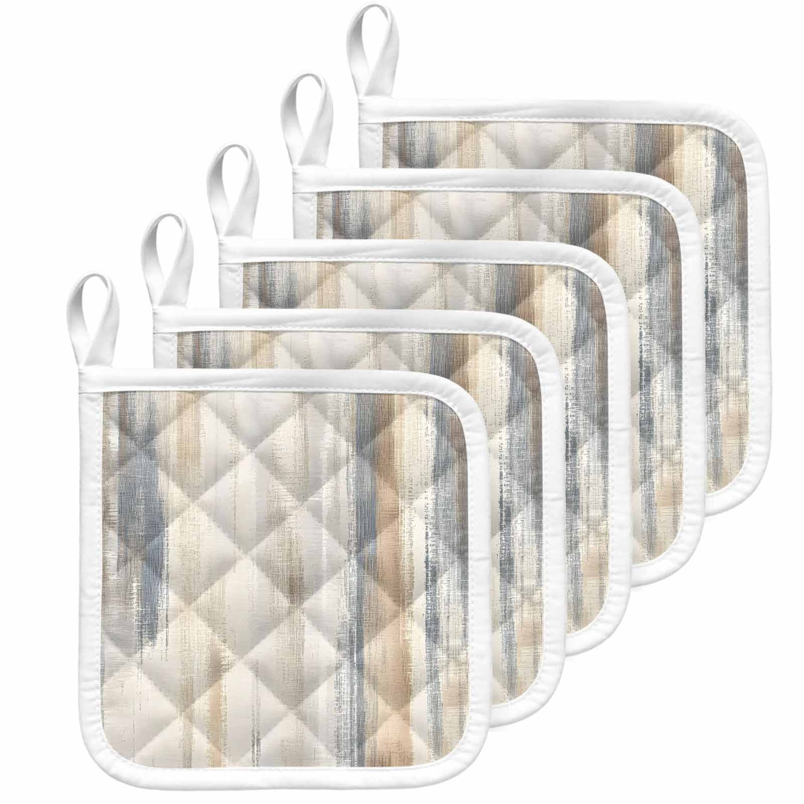 Beige Grey Pot Holders for Kitchen Heatproof Potholder, 5 Pack Abstract ...