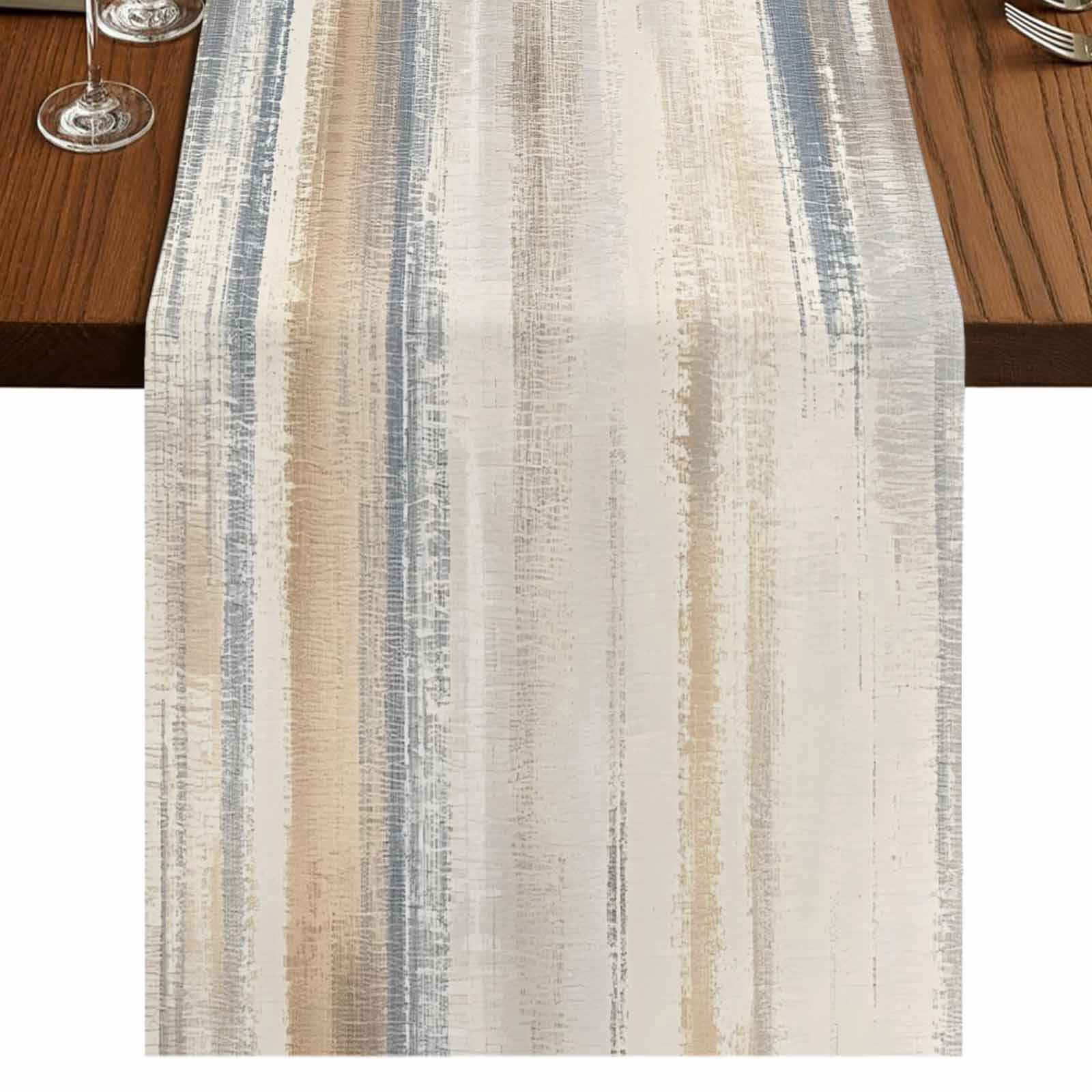 Beige Grey Short Table Runner 60 Inches Long,Abstract Mottled Art Retro ...