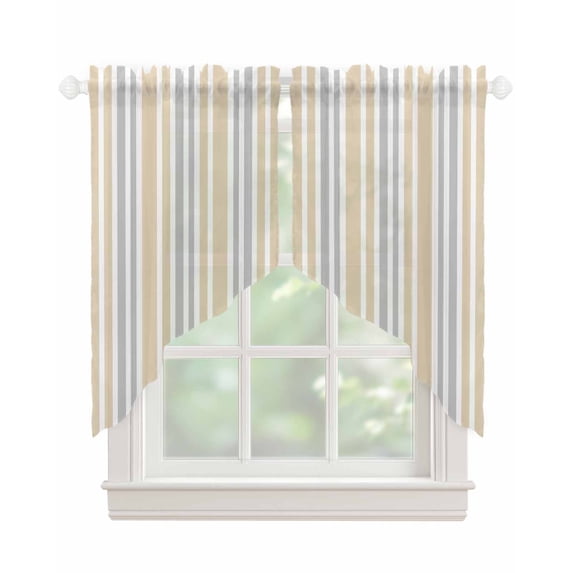 Beige Grey Stripe Swag Valances for Windows, Farmhouse Minimalist ...