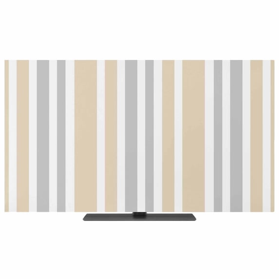 Beige Grey Stripe TV Dust Cover,Stretchable TV Screen Desktop Computer ...