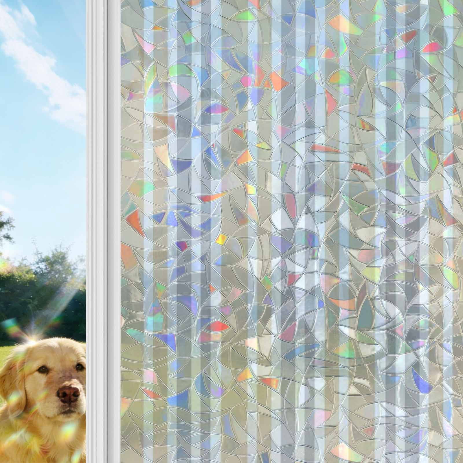 Beige Grey Stripe Window Privacy Film Stain Glass,Reusable Decorative ...