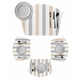 Beige Grey Striped Round Table Placemats Set of 6 Wedge Placemats ...